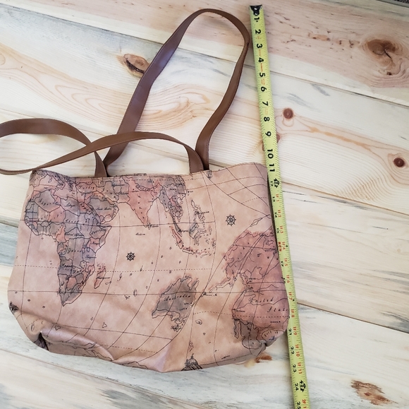 Bags | World Map Faux Leather Travel Tote | Poshmark